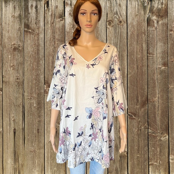 MISSLOOK | Tops | Miss Look Lightweight Floral Bird 34 Bell Sleeve Boho ...
